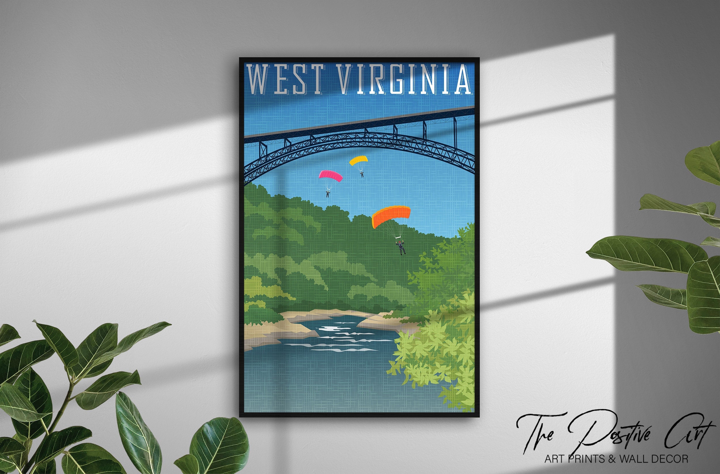West Virginia Vintage Travel Poster New River Retro Style - Etsy
