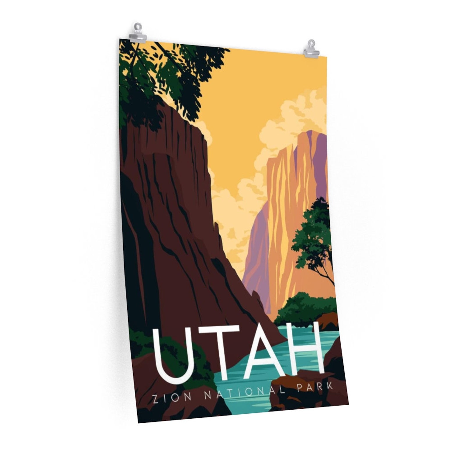 Utah Vintage Travel Poster Retro Style Travel Print Zion - Etsy