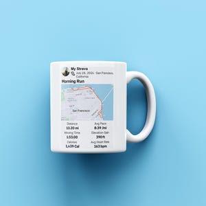 Strava Map Coffee Mug, Runner Mug Gift, Custom Running Sport Activity ...