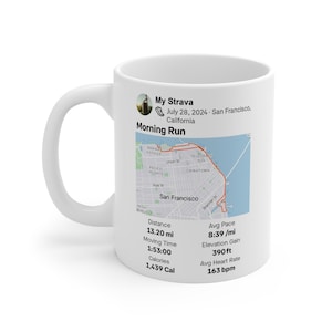 Strava Map Coffee Mug, Runner Mug Gift, Custom Running Sport Activity ...