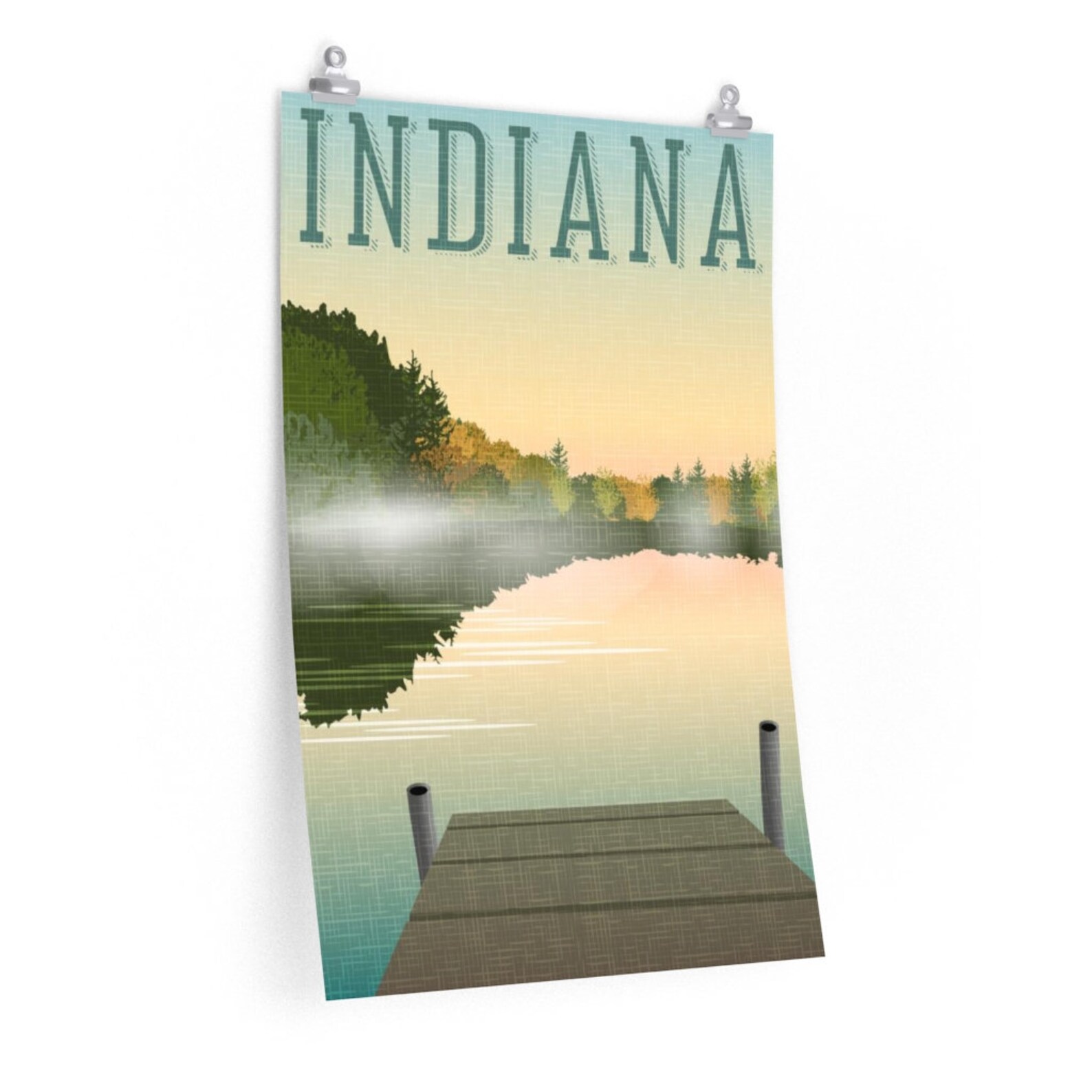 Indiana Vintage Travel Poster Retro Style Travel Print US - Etsy