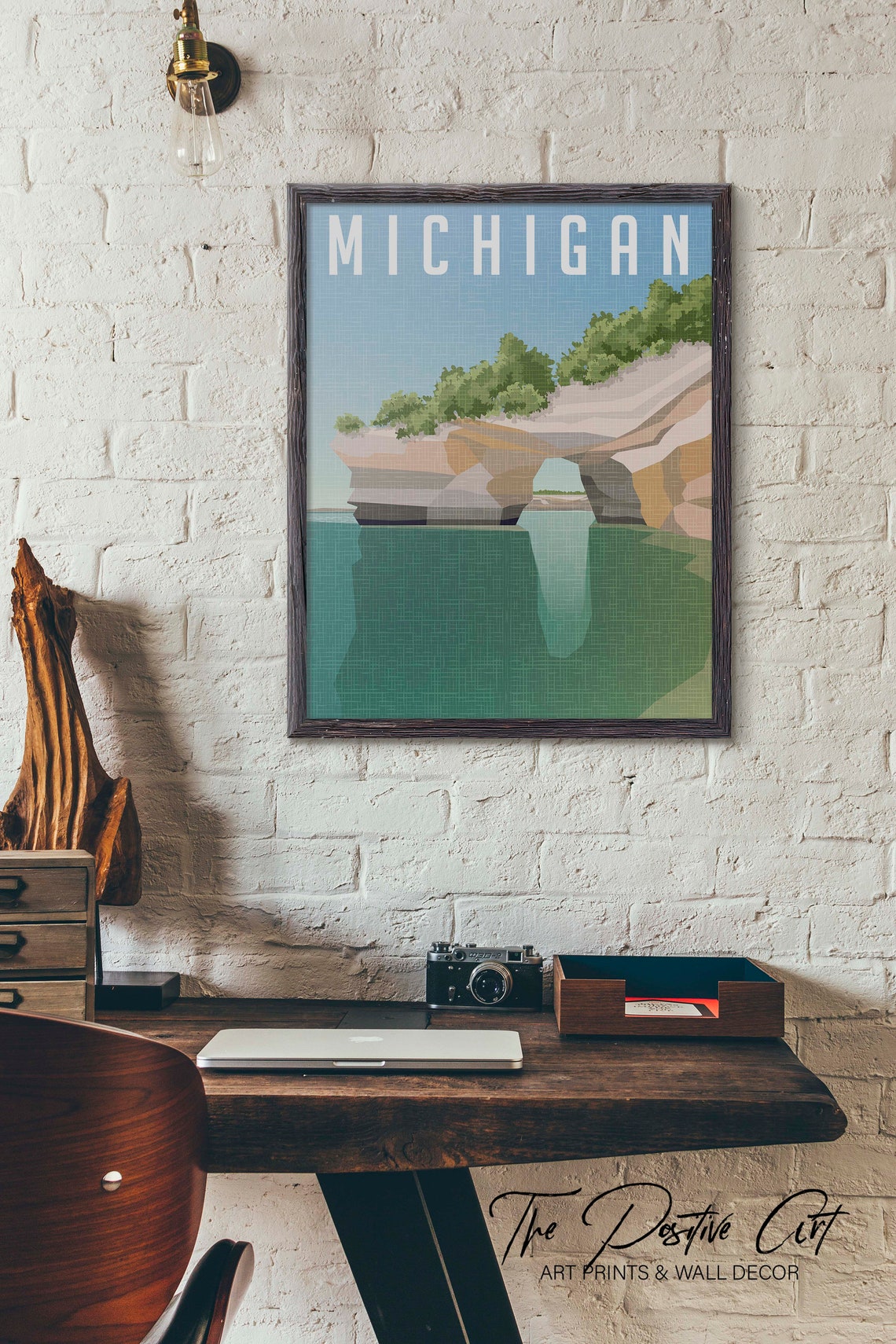 Michigan Vintage Travel Poster Retro Style Travel Print - Etsy