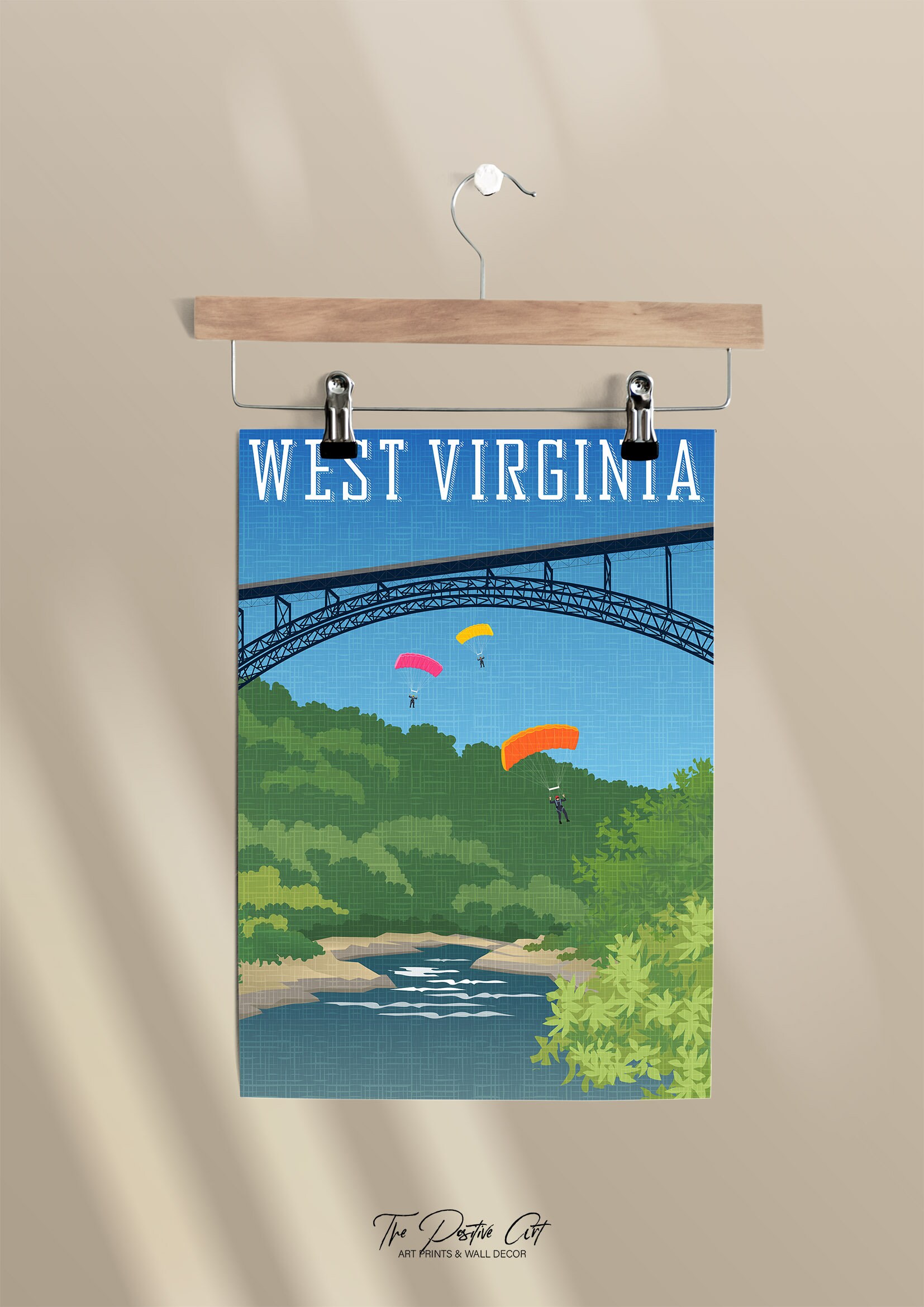 West Virginia Vintage Travel Poster New River Retro Style - Etsy