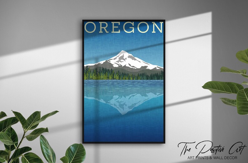 Oregon Vintage Travel Poster Retro Style Travel Print US - Etsy