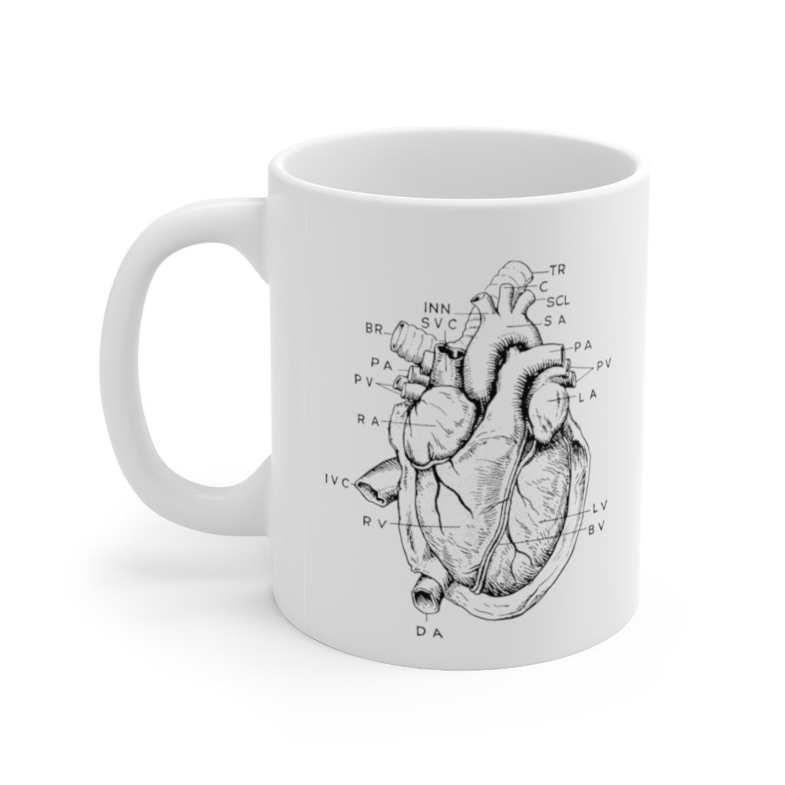 Heart Anatomy Coffee Mug Vintage Hand Drawn Tea Cup Retro | Etsy