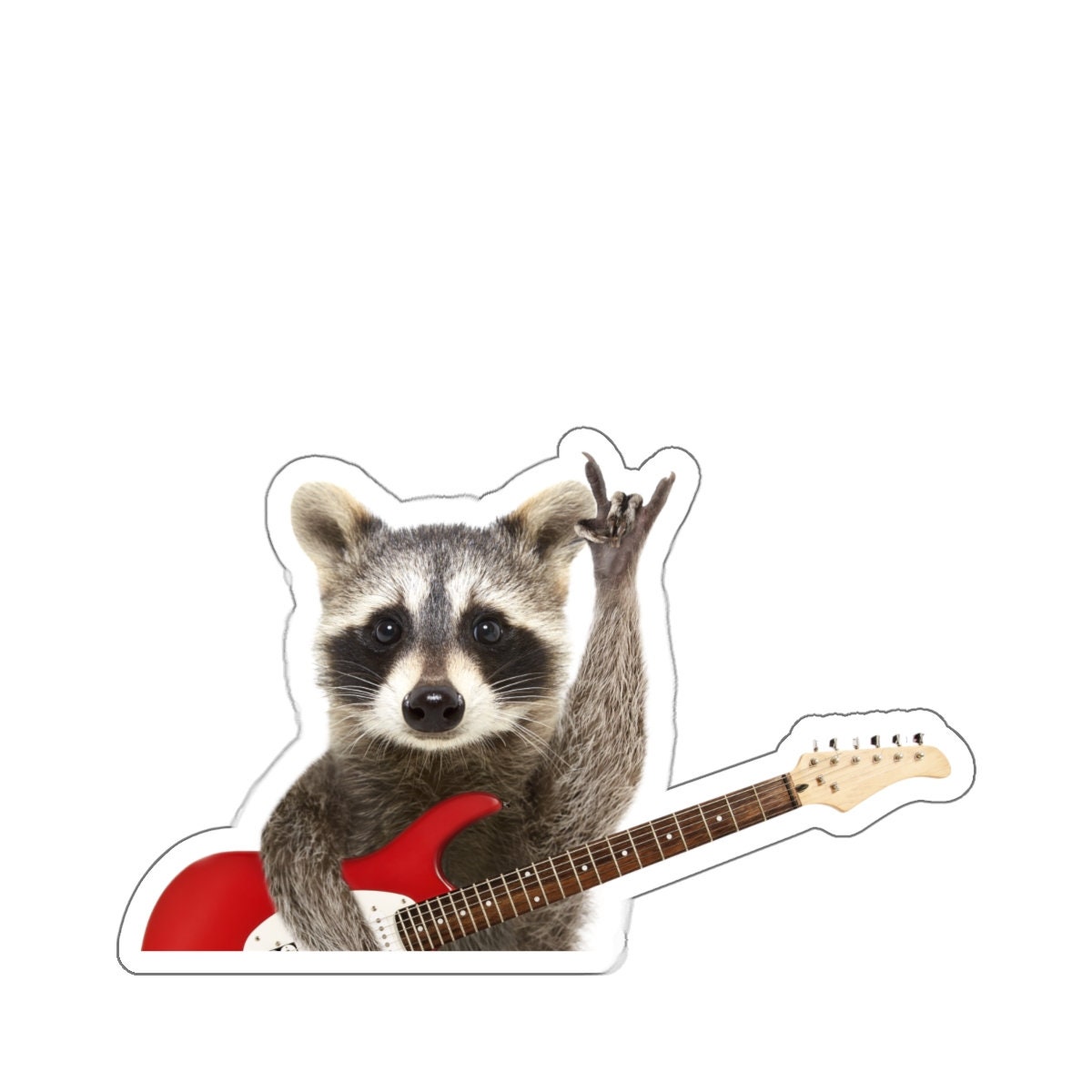 Raccoon With Guitar Sticker Funny Raccoon Rock N Roll - Etsy