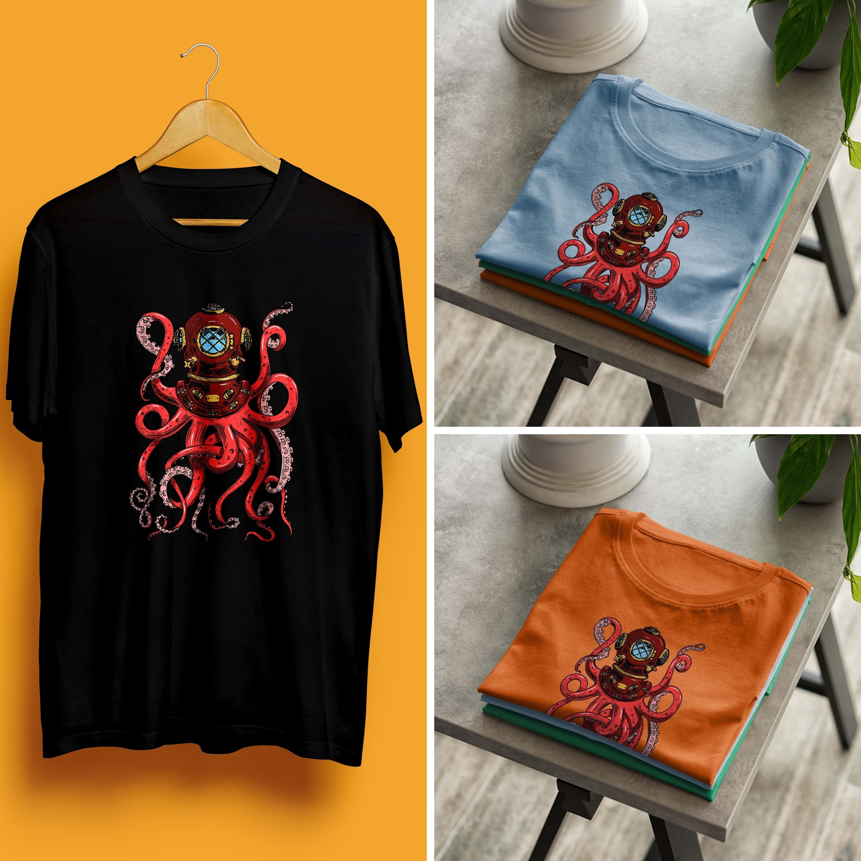 Octopus Graphic Unisex T-shirt Vintage Nautical Men Shirt | Etsy