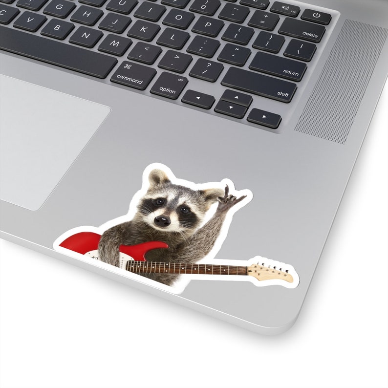 Raccoon With Guitar Sticker Funny Raccoon Rock N Roll - Etsy