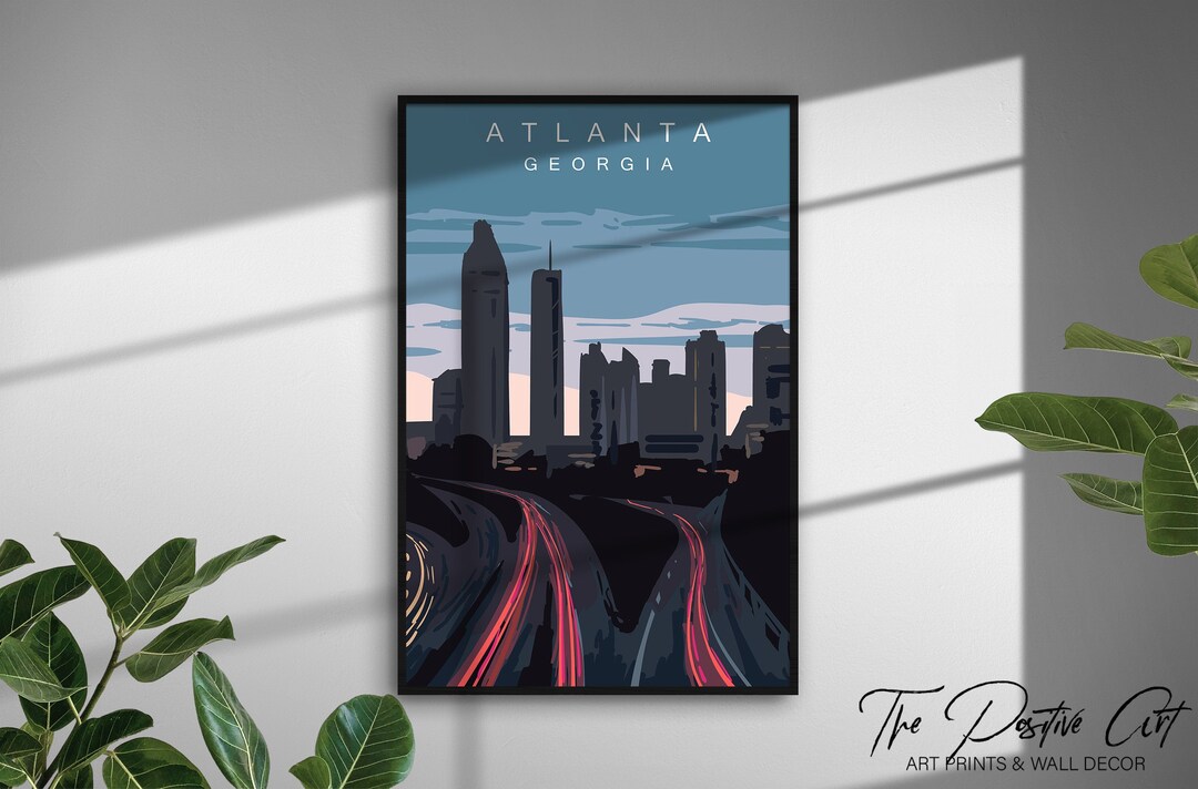 Atlanta Vintage Travel Poster, City Retro Travel Print, Georgia Rustic ...