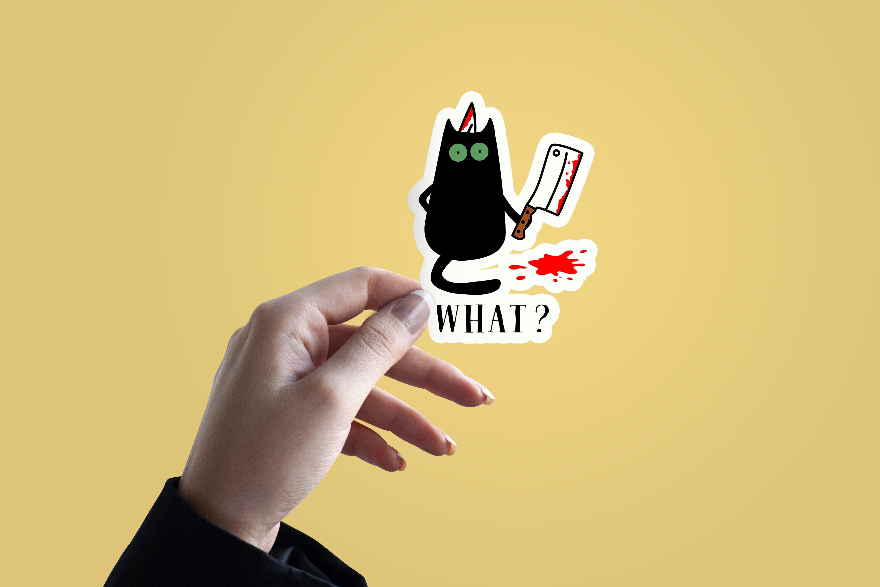Murderous Black Cat Sticker Cat Lover Decal Gift No Lives - Etsy