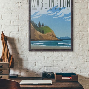 Washington Vintage Travel Poster, Retro Style Travel Print, US States ...