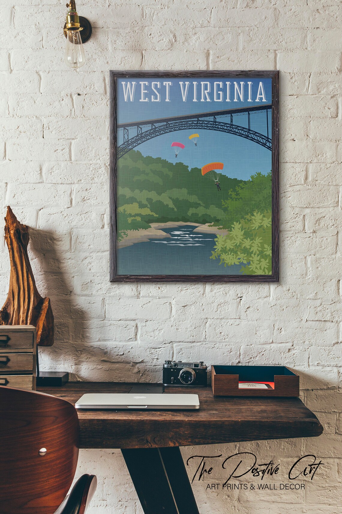 West Virginia Vintage Travel Poster New River Retro Style - Etsy