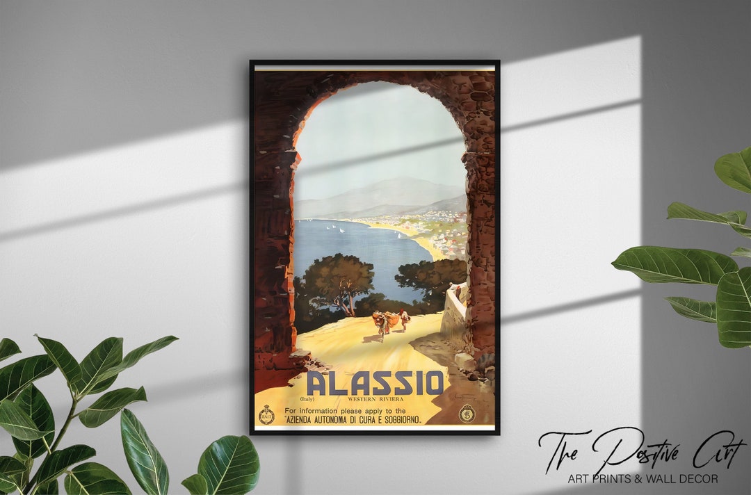 Alassio Travel Poster, Aurelio Craffonara Artwork, Italy Vintage Travel ...