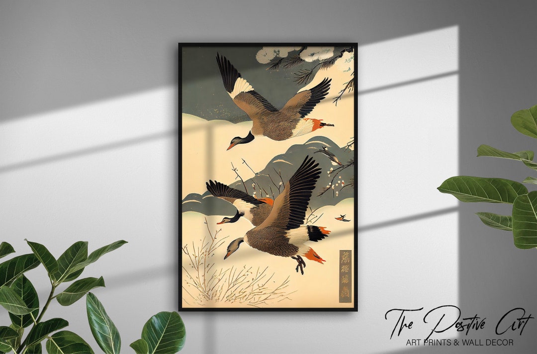 Wild Geese Ukiyo-e Printable Art, Traditional Japanese Woodblock Print ...