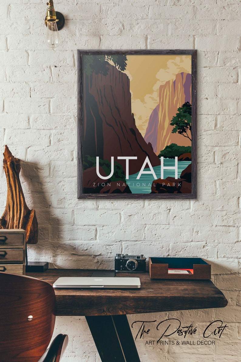 Utah Vintage Travel Poster Retro Style Travel Print Zion - Etsy