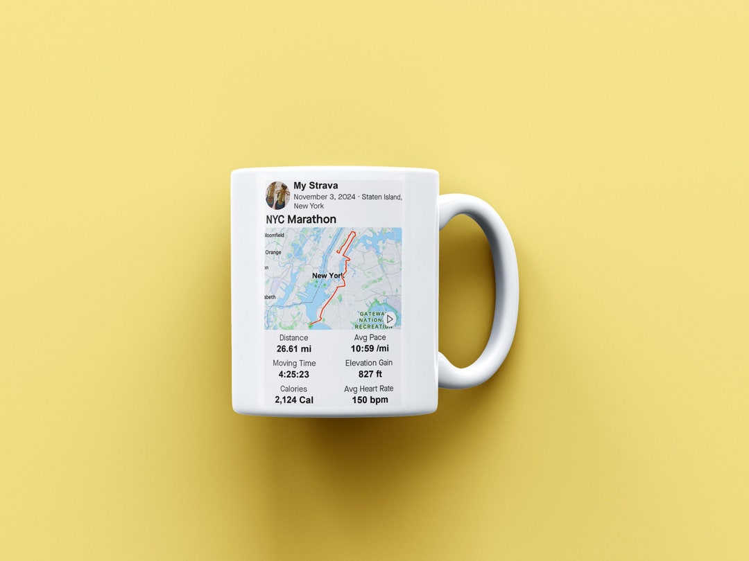 New York Marathon Strava Mug, Your Custom Strava Map Cup, Gift for ...