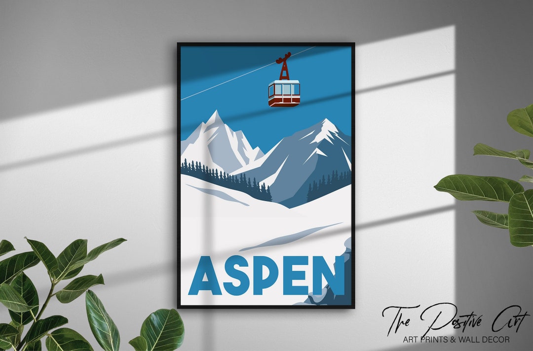 Aspen Vintage Travel Poster, Retro Style Travel Print, Colorado Rustic ...