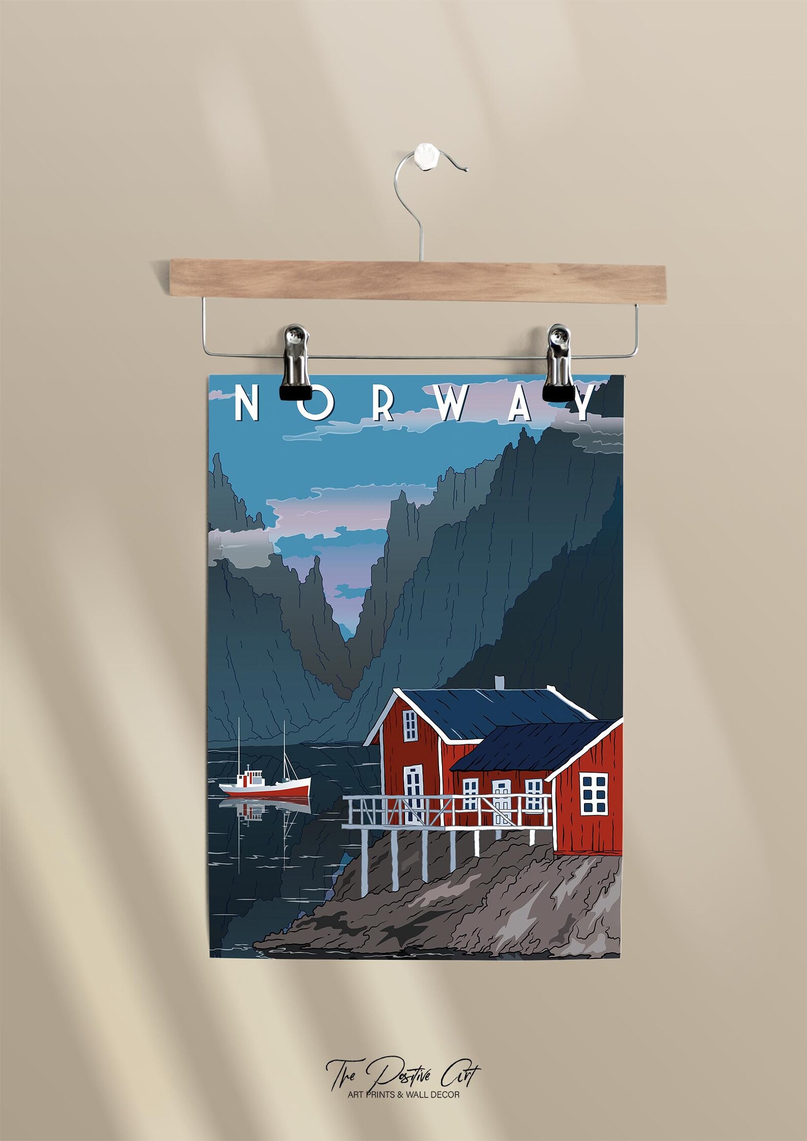 Norway Vintage Travel Poster Retro Style Travel Print | Etsy