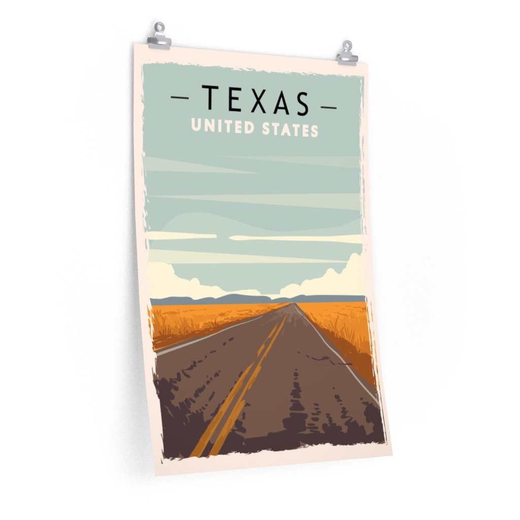 Texas Vintage Travel Poster Retro Style Travel Prints - Etsy