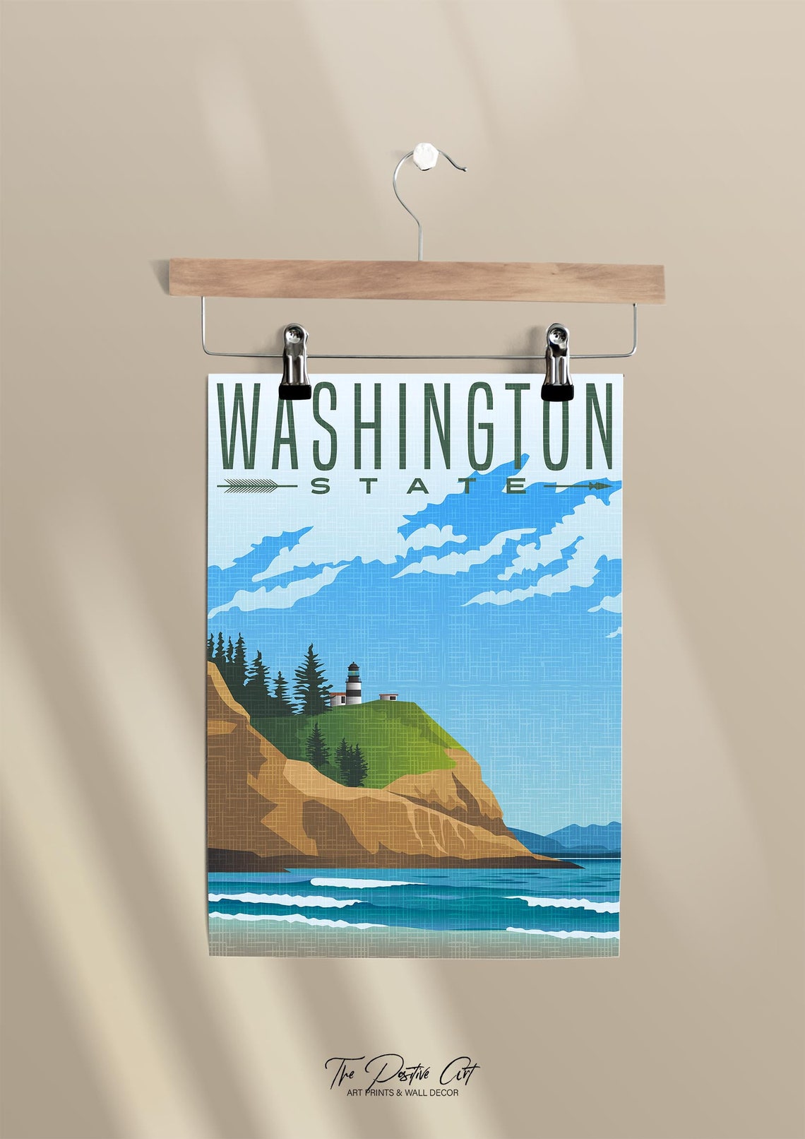 Washington Vintage Travel Poster Retro Style Travel Print US - Etsy