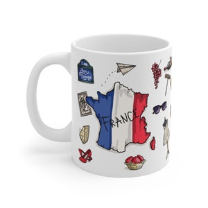 France Travel Mug, Paris Tea Cup, French Vacation Souvenir, Eiffel ...