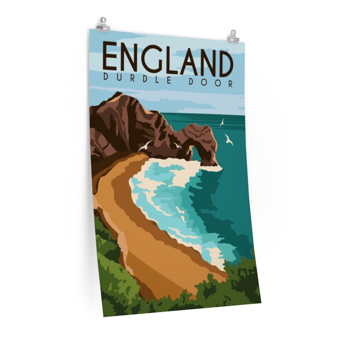 England Vintage Travel Poster Retro Style Travel Print Beach - Etsy