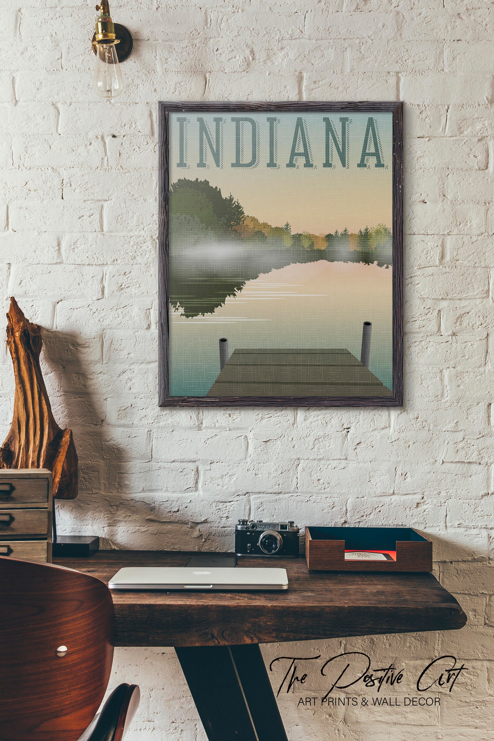 Indiana Vintage Travel Poster Retro Style Travel Print US - Etsy