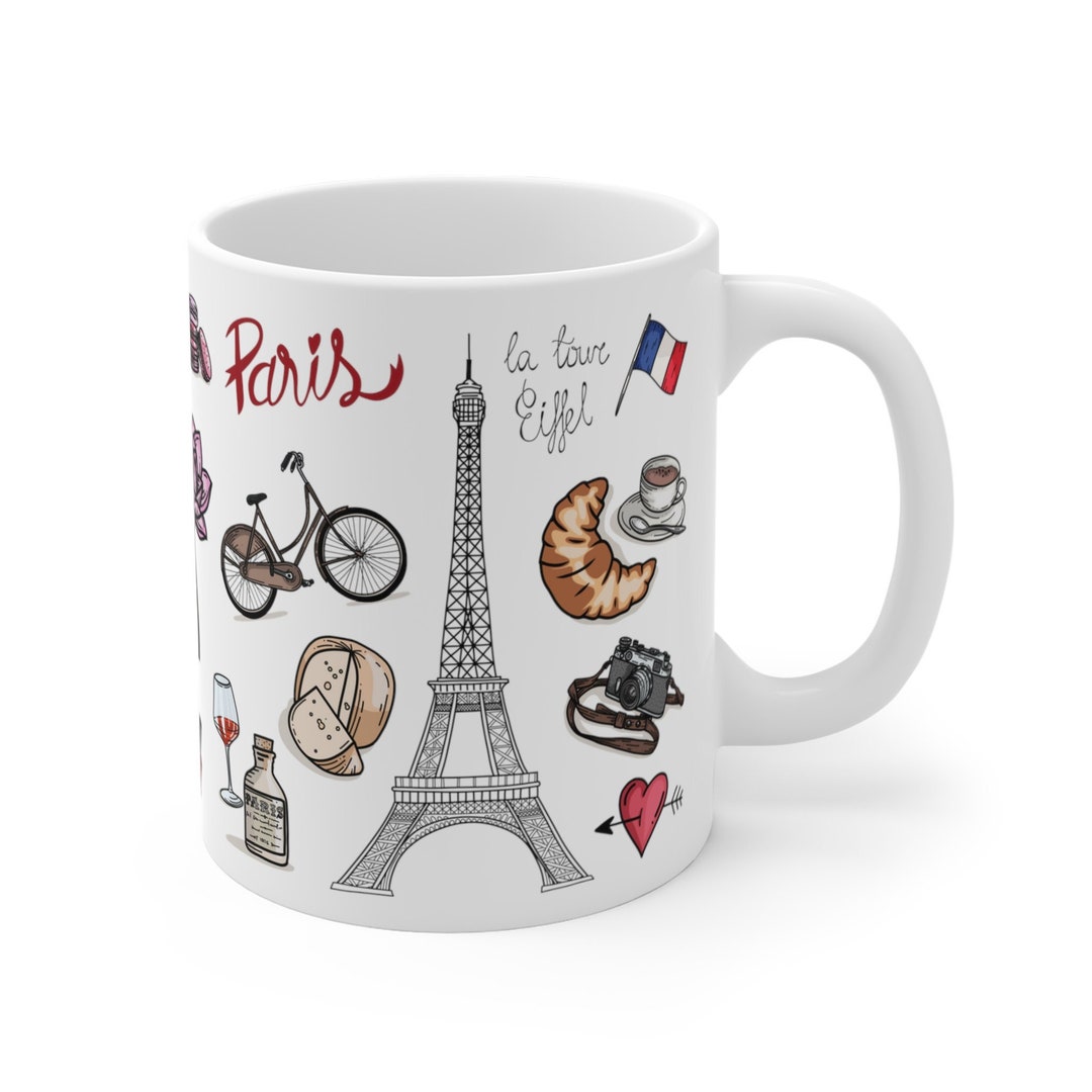 France Travel Mug, Paris Tea Cup, French Vacation Souvenir, Eiffel ...