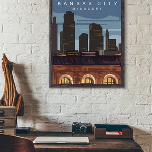 Kansas City Vintage Travel Poster, Missouri Retro Travel Print, US ...