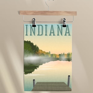 Indiana Vintage Travel Poster, Retro Style Travel Print, US States ...