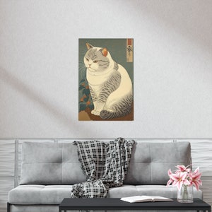 British Cat Ukiyo-e Printable Art, Traditional Japanese Vintage Print ...