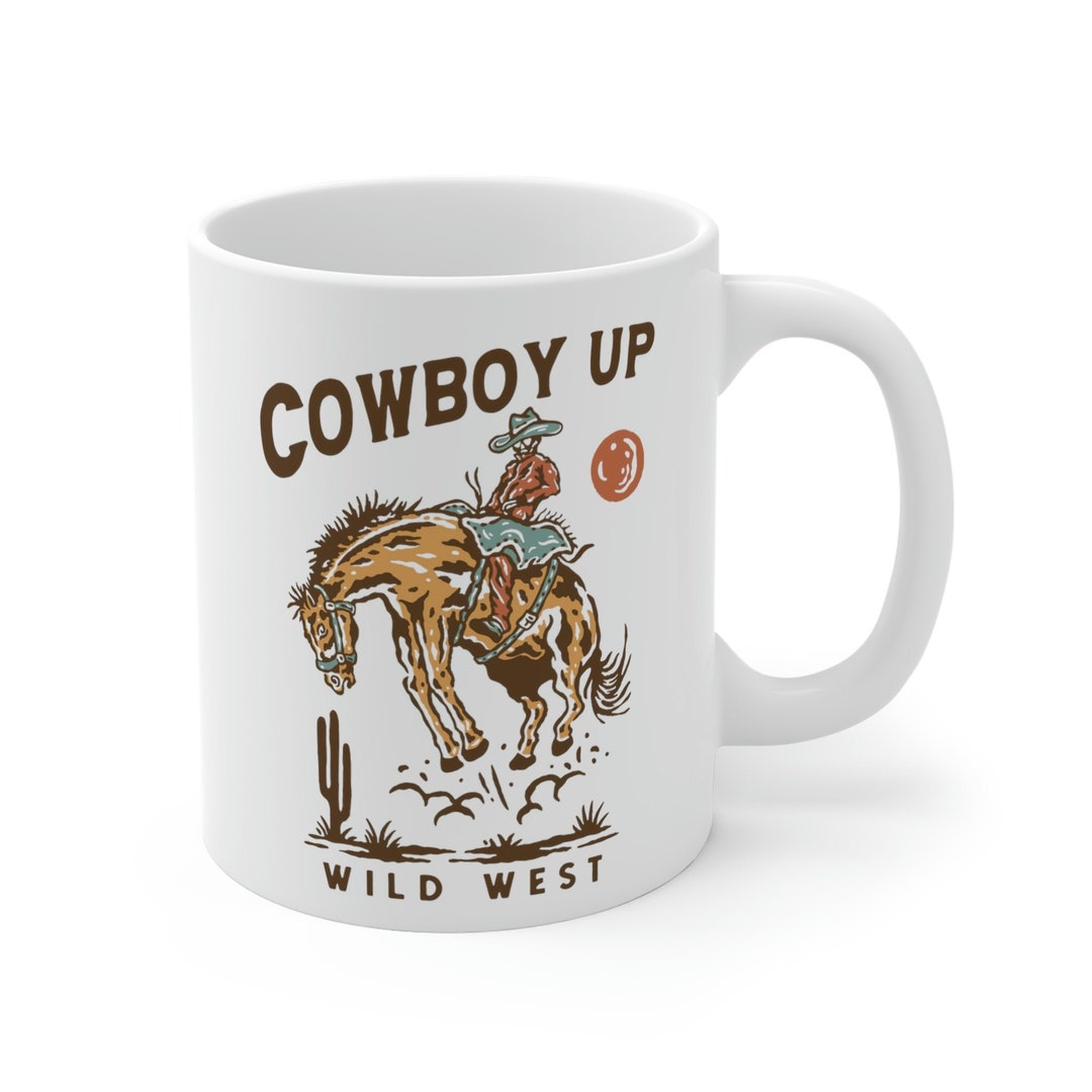 Cowboy up Wild West, Western Mug, Wild West Graphic Tea Cup, Vintage ...