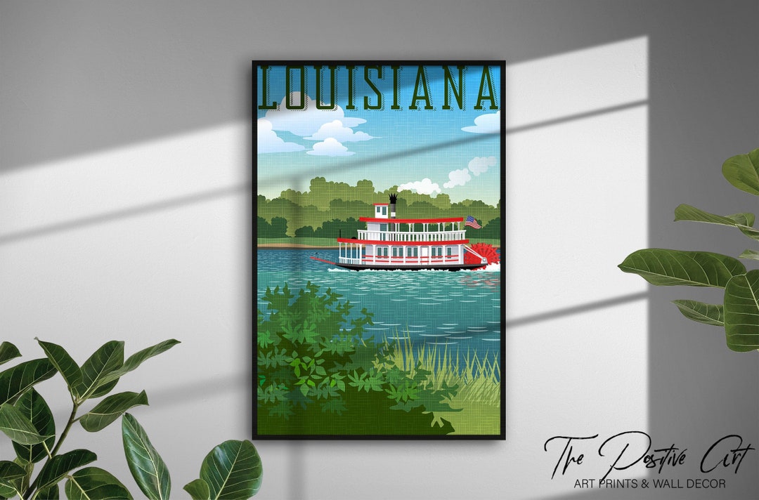 Louisiana Vintage Travel Poster, Retro Style Travel Print, US States ...