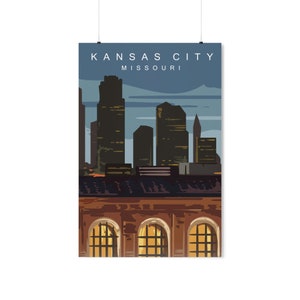 Kansas City Vintage Travel Poster, Missouri Retro Travel Print, US ...