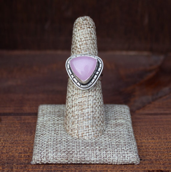 Rose Quartz Triangle Ring - Etsy