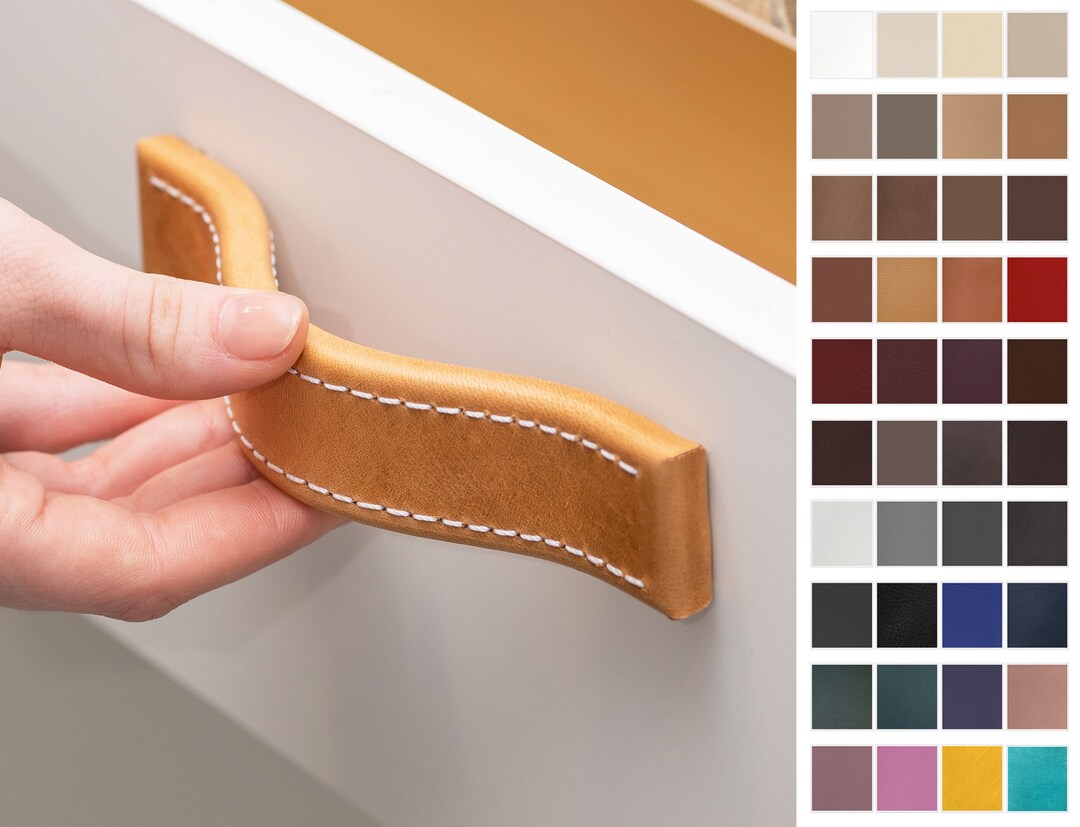 Unique Leather Cabinet Hardware Leather Handles Drawer - Etsy
