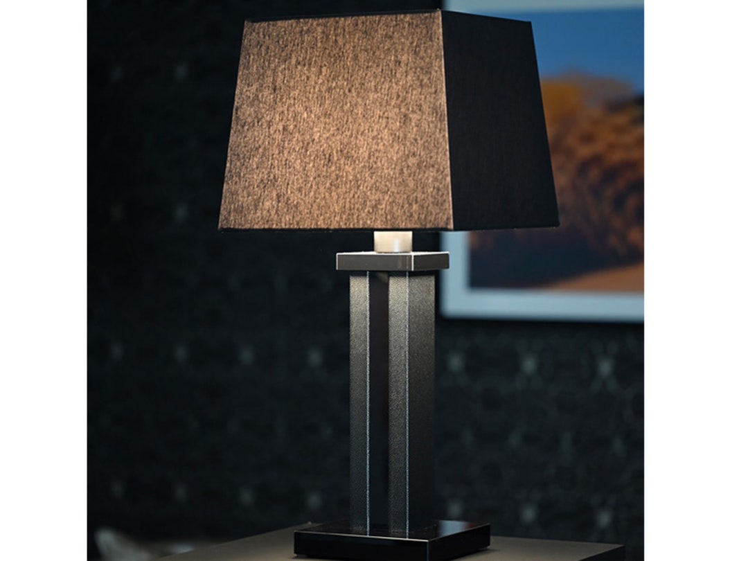 Modern Table Lamp in Black BEVERLY With Elegant Leather in Unique ...