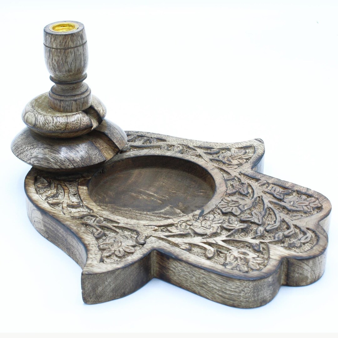 Large Mango Wood Backflow Burner Hamsa - Etsy