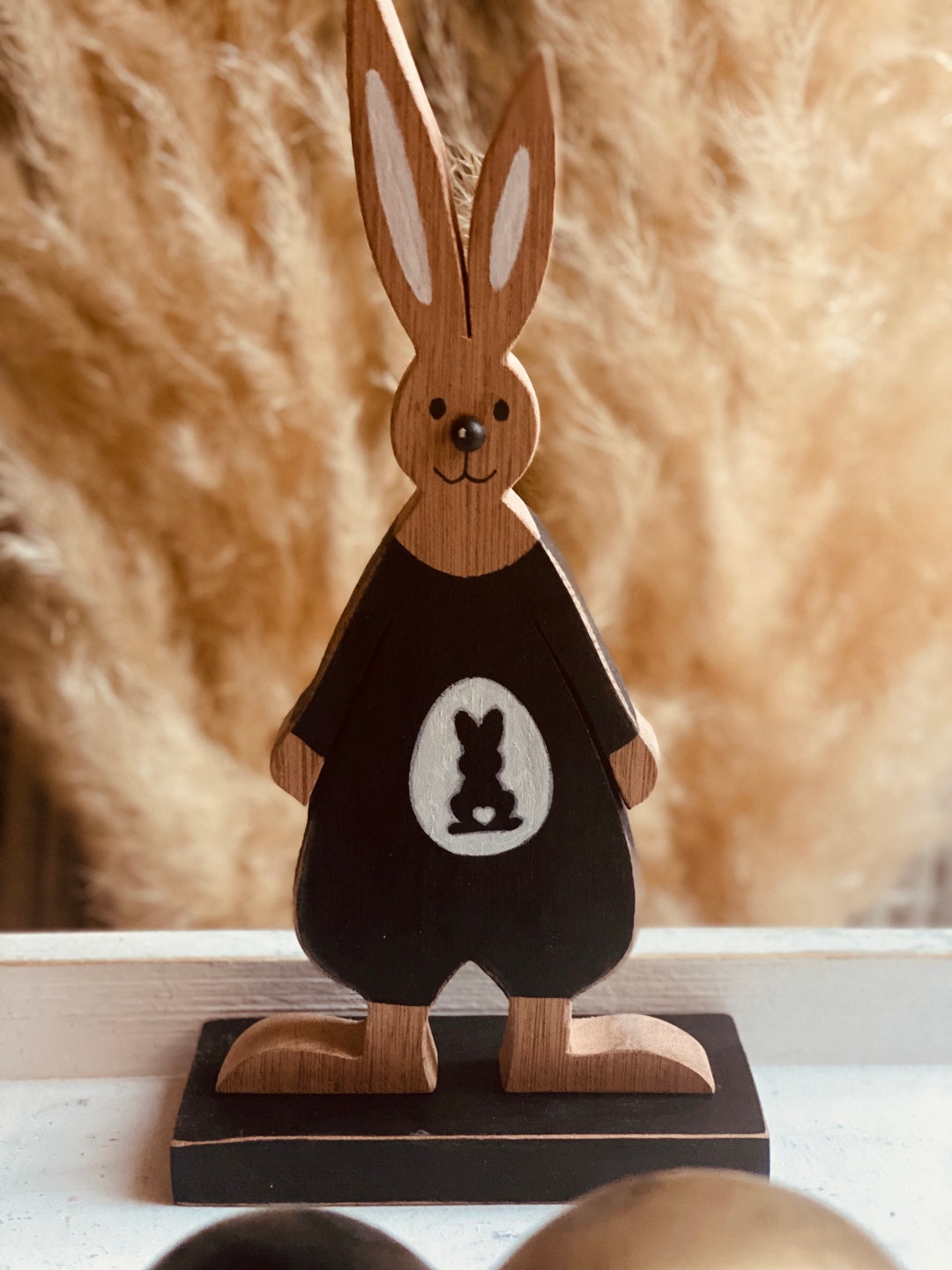 Holzfigur Sauterelle* Hasenjunge Hase schwarz Shabby shabbychic Osterhase Osterdeko Ostern Deko ...