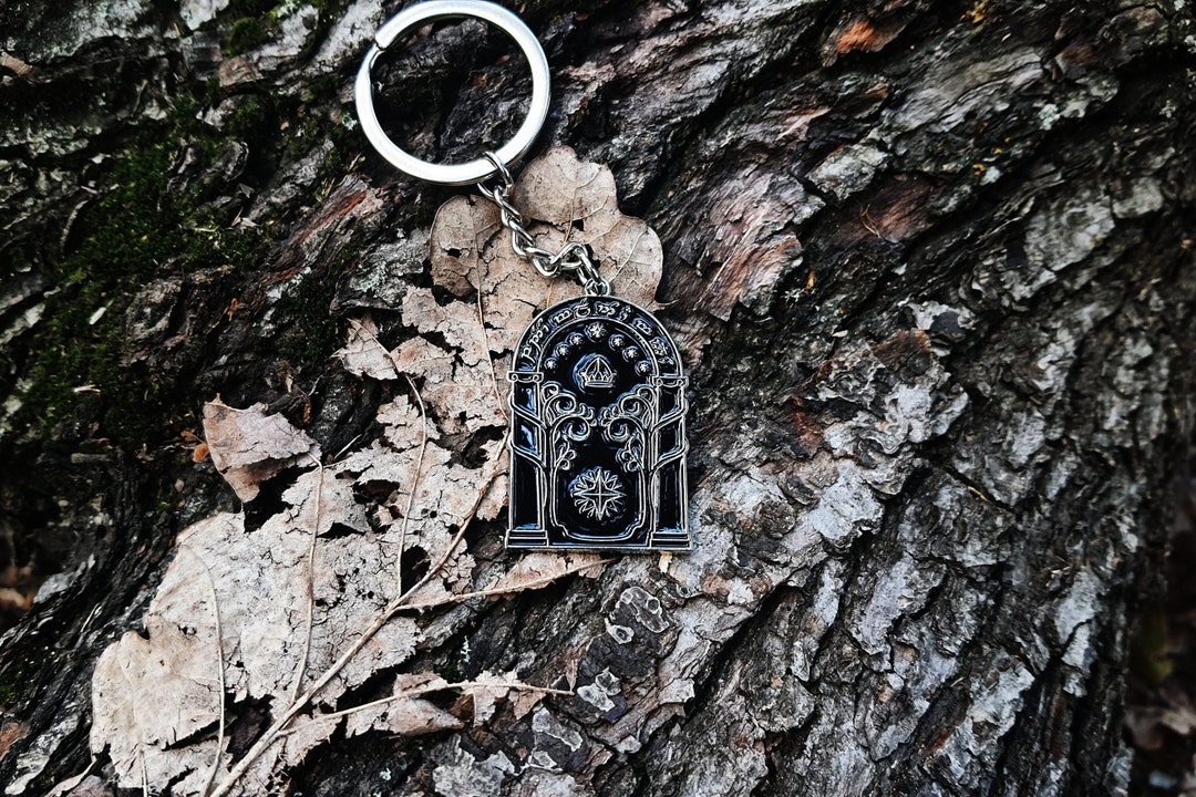 Door of Durin Keychain - Black & Silver - Gates of Moria Elven Jewelry ...