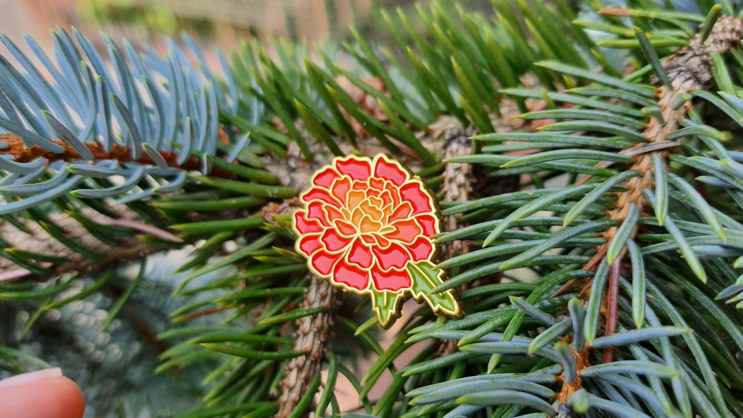 October Birth Flower Enamel Pin - Marigold Brooch - Etsy