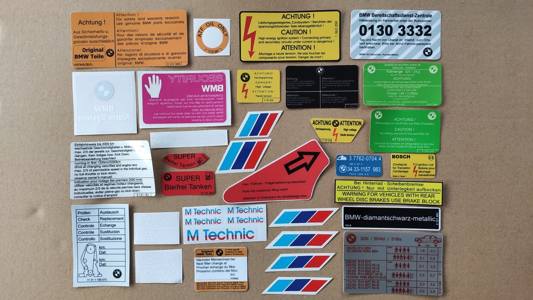 48pcs Stickers Set BMW E30 318is 320i 324td Decals Restoration Engine ...
