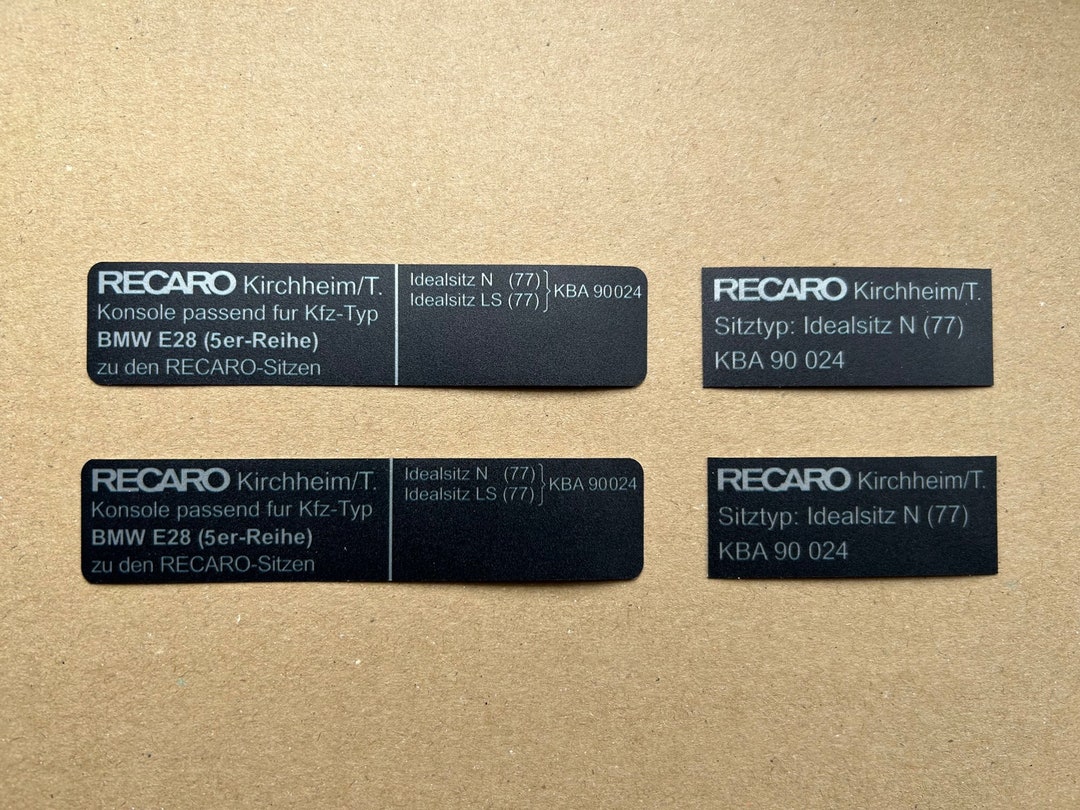 4pcs Stickers for BMW E28 Recaro Seats and Consoles - Etsy