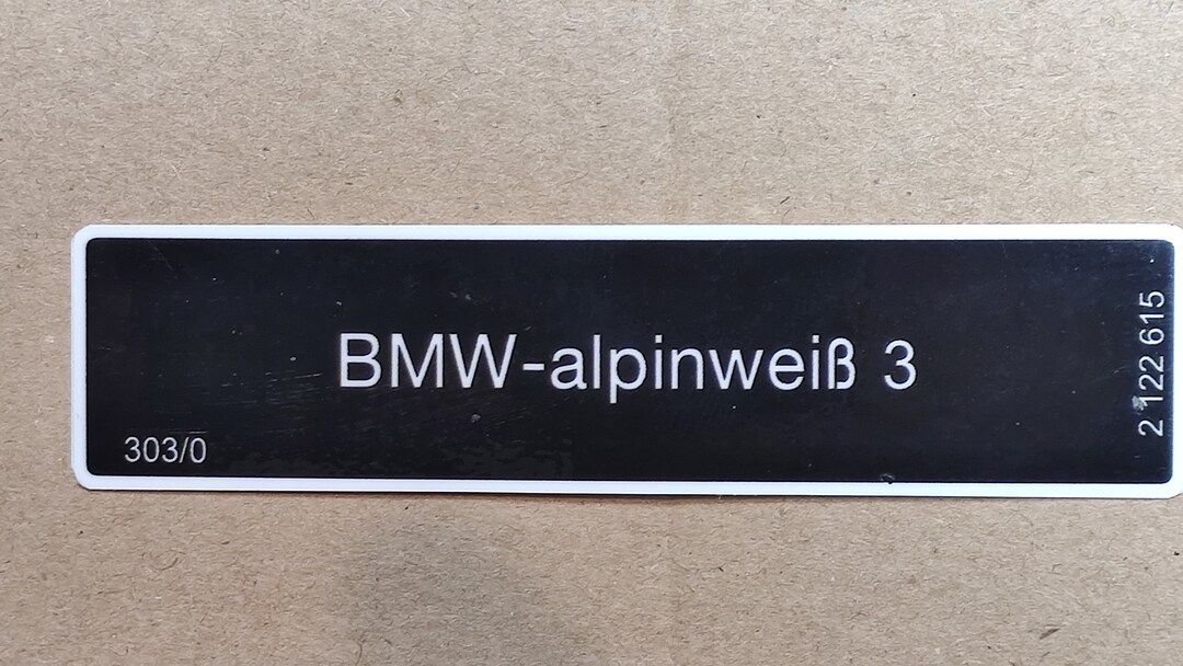 1x BMW Alpine White 3 Alpine White III Paint Sticker Label E34 E36 E38 ...