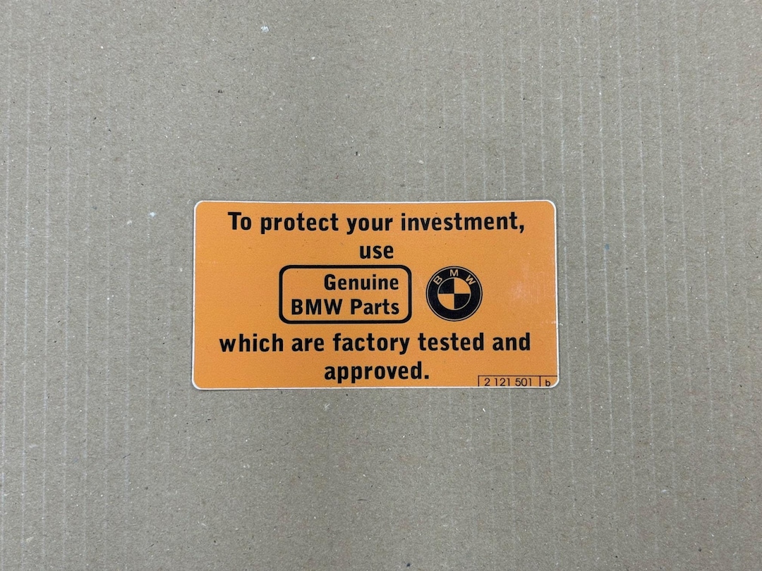 1x Information Sticker "original BMW Teile" USA Version E30, E36, E28 ...