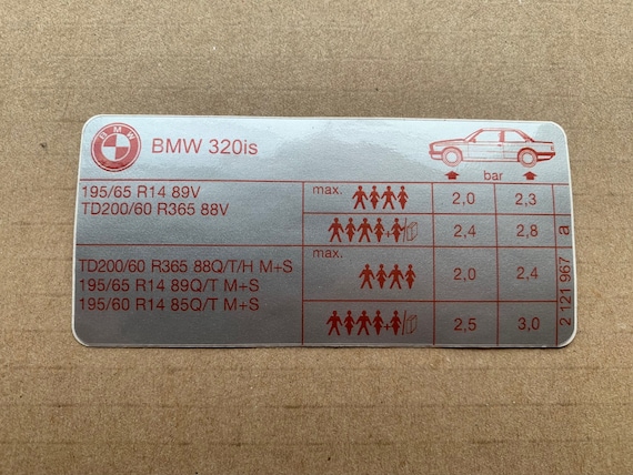 1x Label Sticker BMW E30 320is 'italo M3 Tire Size - Etsy