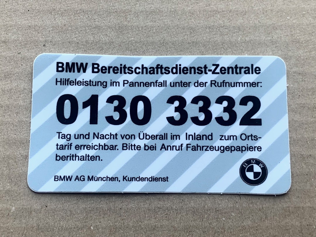1x Service Sticker "0130 3332" Emergency Label Toolbox BMW E30 E21 E24 ...
