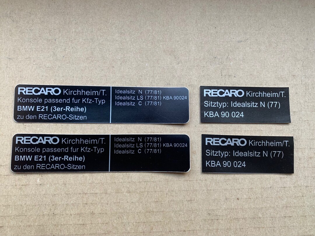 4pcs Stickers for BMW E21 Recaro Seats and Consoles - Etsy