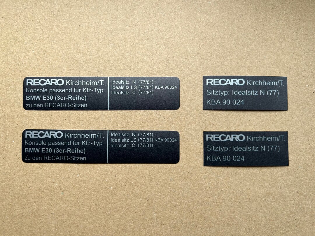 4pcs Stickers for BMW E30 Recaro Seats and Consoles - Etsy