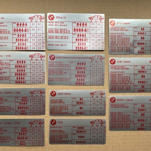 19pcs BMW E30 STANDARD Set 323i 320i 325i 324td 318i 316i Stickers Set ...